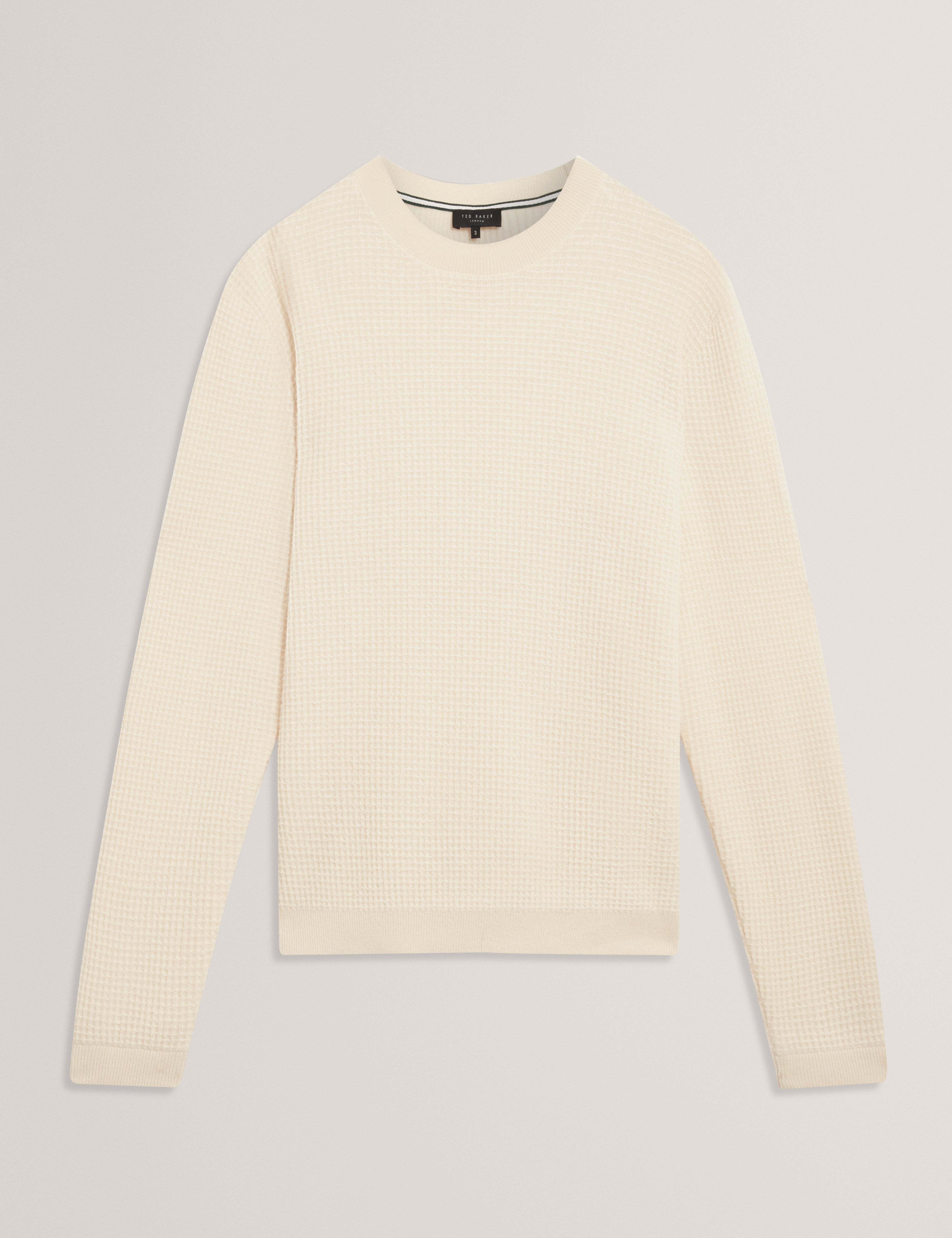 Clacx Ls Waffle Stitch Crew Neck Ecru
