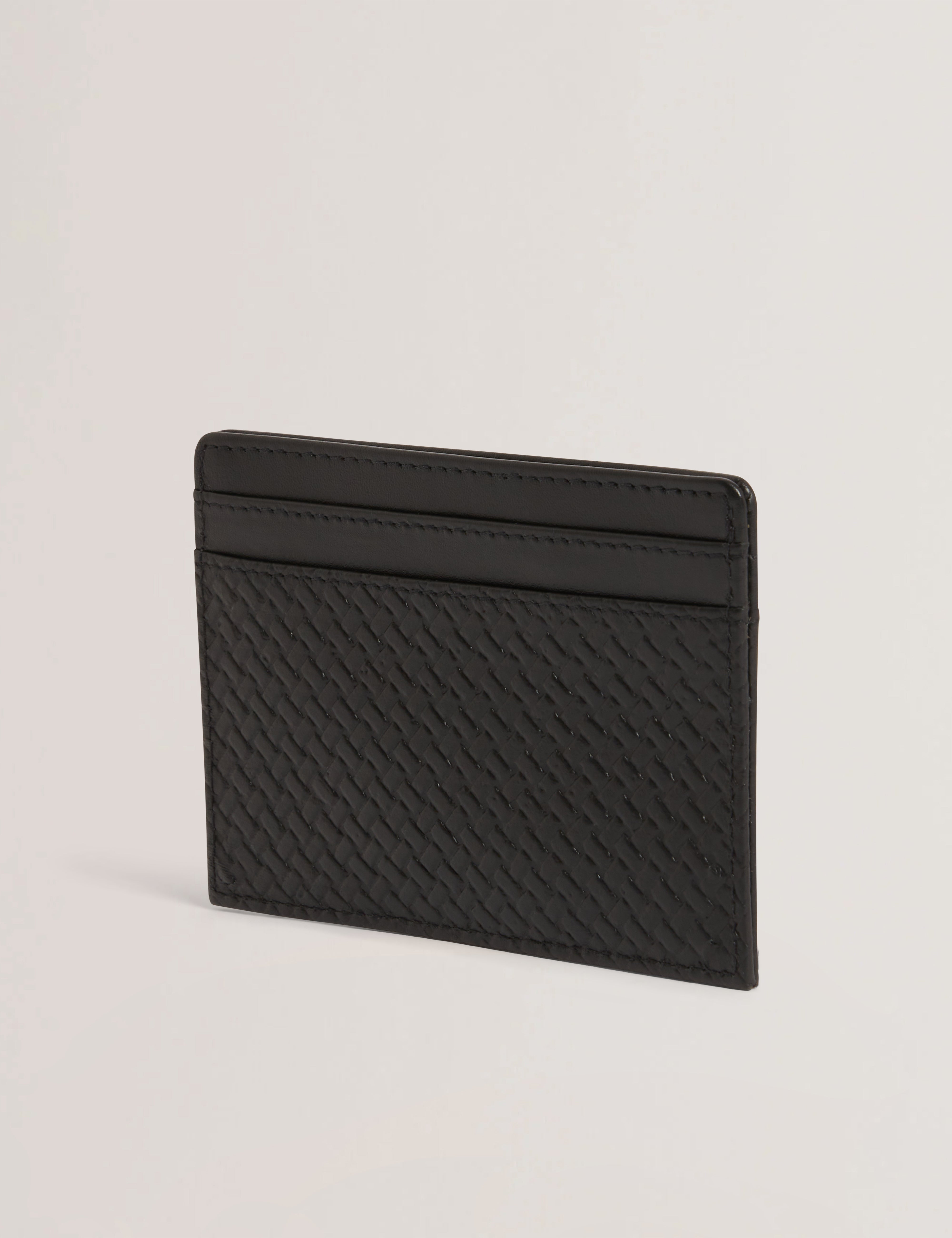 Walston Printed Weave Leather Cardholder Black