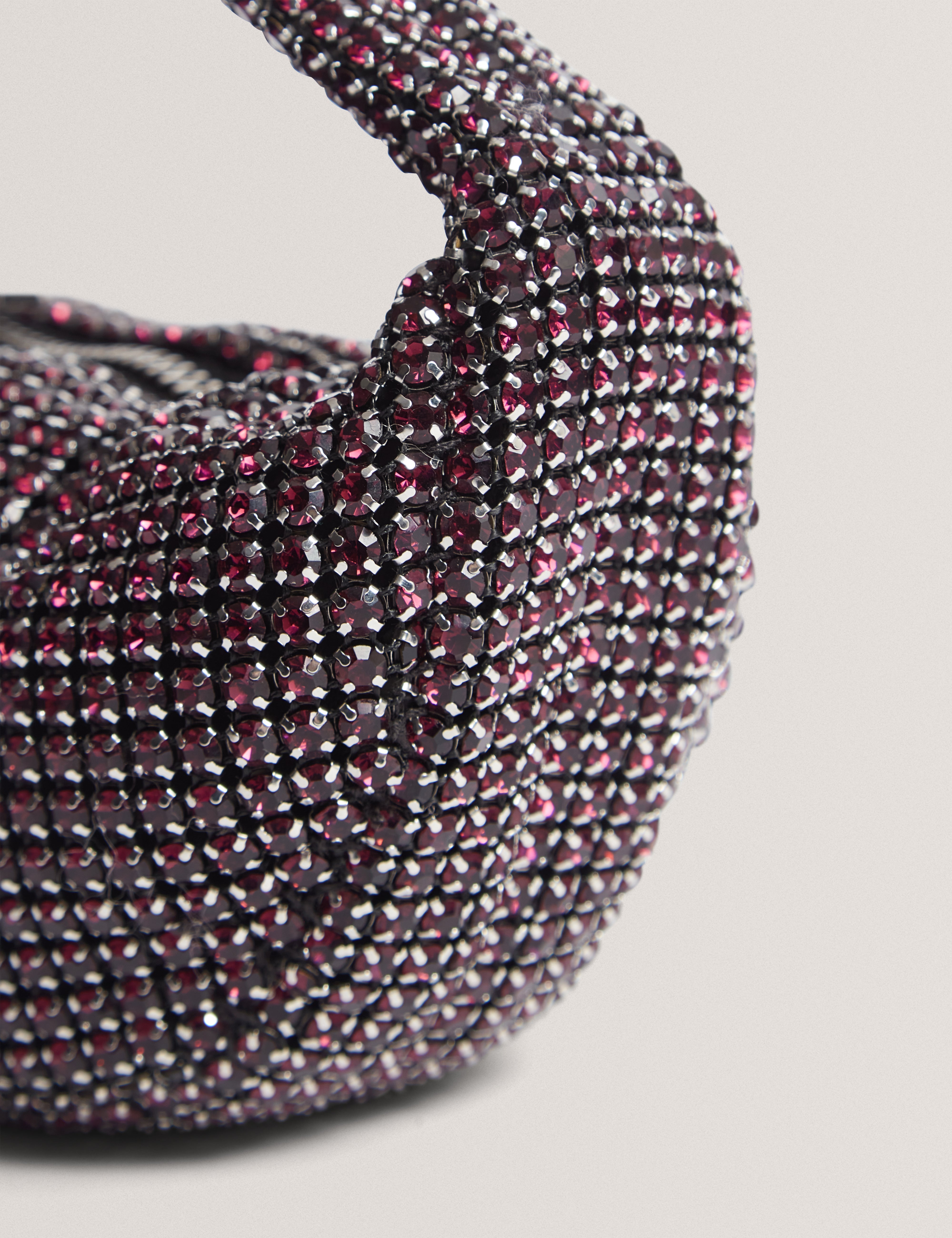 Crystol Mini Crystal Slouchy Hobo Bag Dk-Red