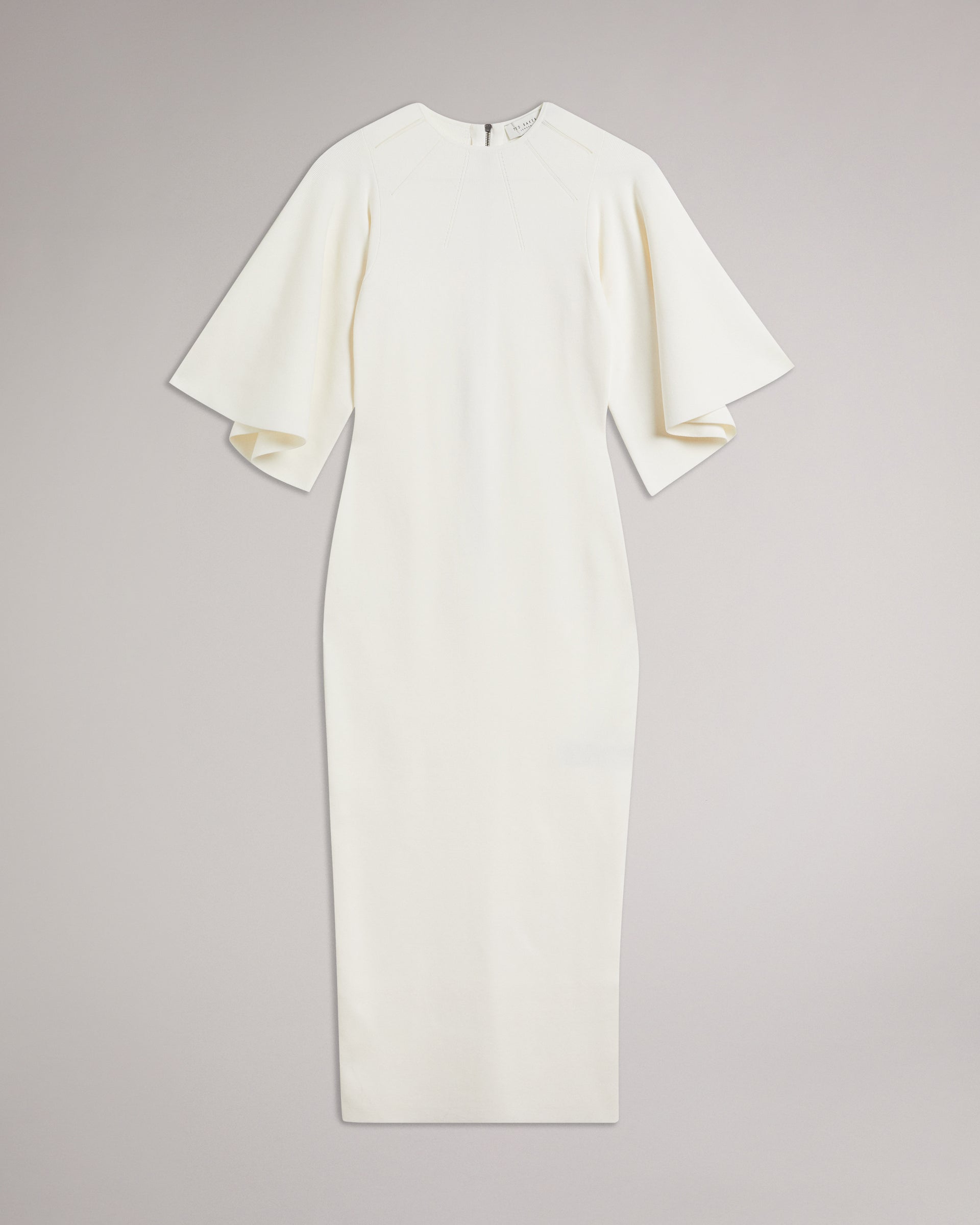 Buy Lounia Fluted Sleeve Knitted Bodycon Midi Dress White For Women ...